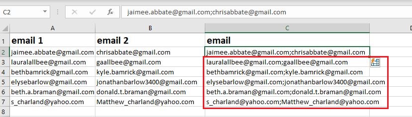 How to merge email data columns so OSP will send emails to both parents ...
